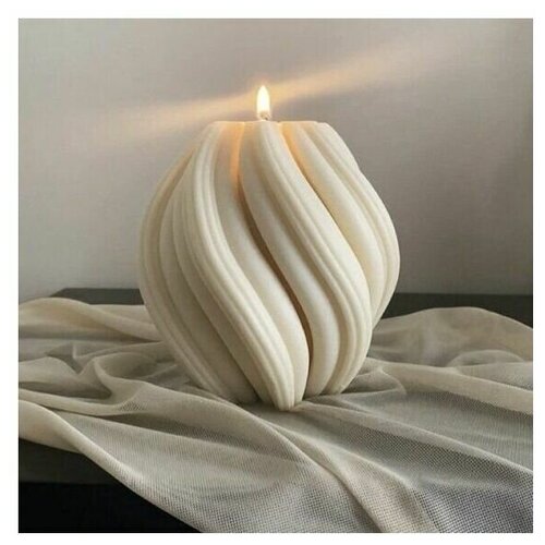 Свеча интерьерная Спираль, шар из кокосового воска