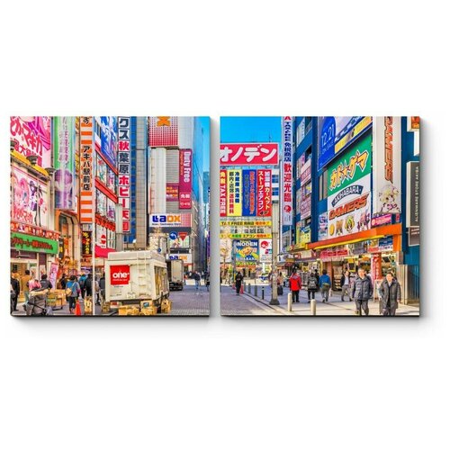 Модульная картина Пестрящий рекламой токийский центр70x35