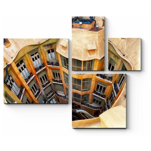 Модульная картина Барселонский дом-колодец72x60