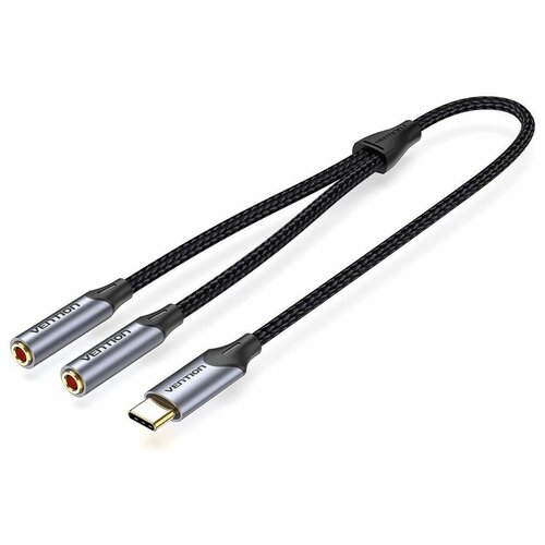 Переходник-разветвитель Vention гибкий USB-C M/Jack 3.5 mm F x 2 - 0.3м Vention гибкий USB-C M / Jack 3.5 mm F x 2 - 0.3м (BGNHY)
