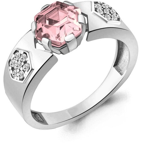 Кольцо Diamant online, серебро, 925 проба, фианит, морганит, размер 17