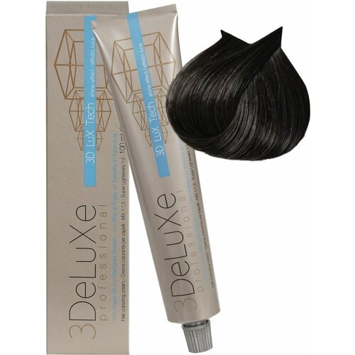 3Deluxe крем-краска для волос 3D Lux Tech, 4.1 каштановый пепельный