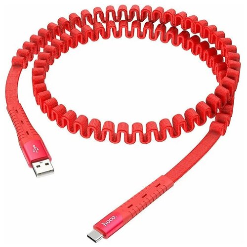 Кабель USB HOCO U78 Cotton, USB - Type-C, 2.4А, 1.2 м, красный