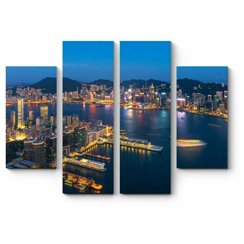 Модульная картина Сияющий ночными огнями Гонконг110x83