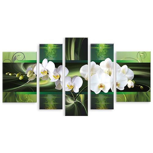 Модульная картина на холсте "Орхидеи в зелени" 120x68 см