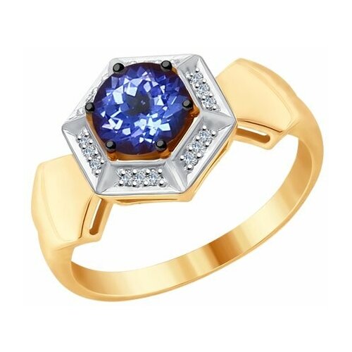 Кольцо Diamant online, золото, 585 проба, бриллиант, танзанит, размер 18