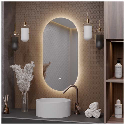 Зеркало Олимпия 90*50 "парящее" для ванной c нейтральной LED-подсветкой
