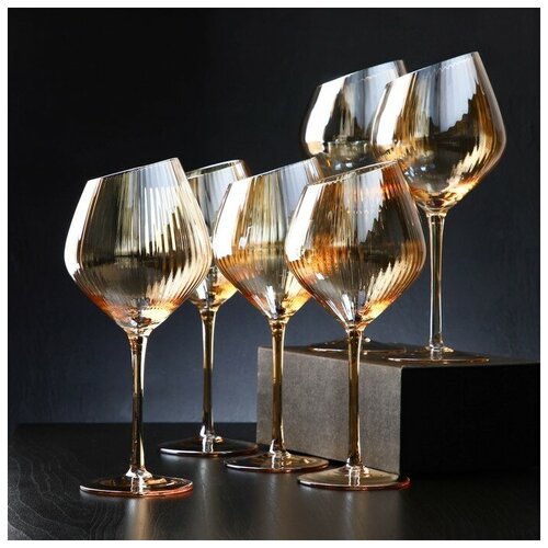 Набор бокалов для вина Magistro «Иллюзия», 550 мл, 10×24 см, 6 шт, цвет бронзовый