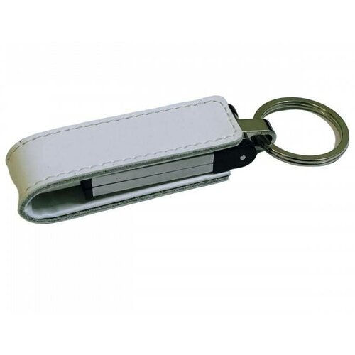 Подарочная флешка кожаная узкая на магните белая, оригинальный сувенирный USB-накопитель 32GB