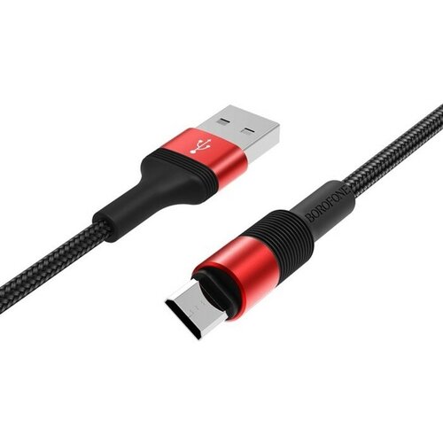 Кабель Borofone BX21, Type-C - USB, 3 А, 1 м, тканевая оплётка, красный