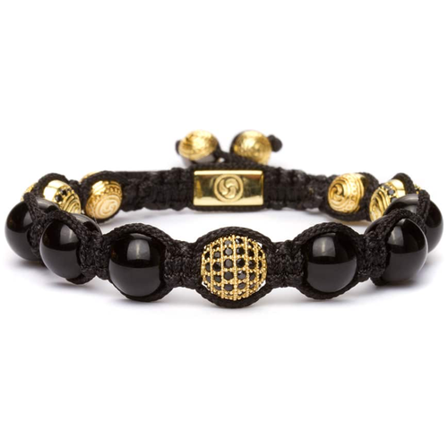 Браслет Karma Jewels, агат, размер 17 см., размер M, черный, золотой