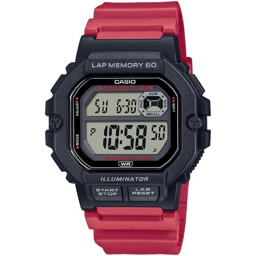 Наручные часы CASIO Collection WS-1400H-4A мужские японские с секундомером, будильником, календарем и 10-летней батарейкой, серый, черный