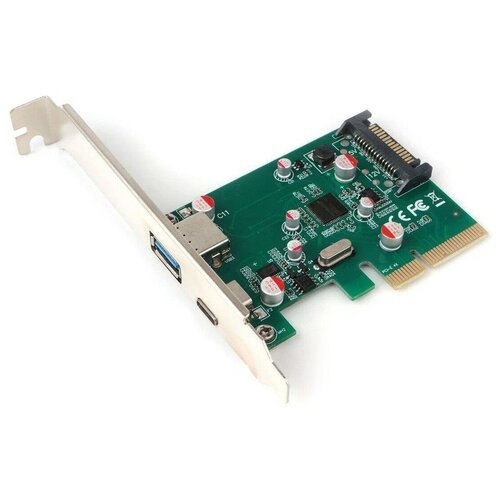 Контроллер USB3.1 Gembird SPCR-02 PCI-Express на USB Type-C + USB Af 3.0 внешние, чипсет Asmedia ASM1142