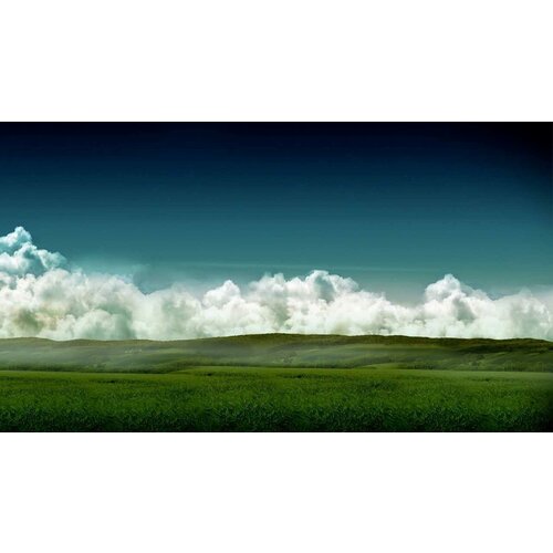 Картина на холсте 60x110 LinxOne "Дневное поле с облаками" интерьерная для дома / на стену / на кухню / с подрамником