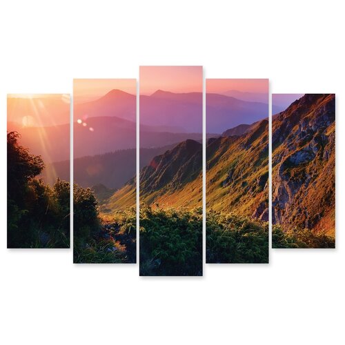 Модульная картина на холсте "Рассвет в горах" 150x100 см