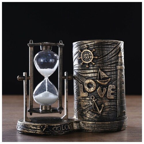 Песочные часы "Море - любовь", сувенирные, с карандашницей, 16.5 х 8 х 13 см