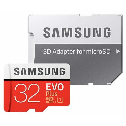 Карта памяти Samsung microSDHC 32 ГБ Class 10, UHS-I U1, R/W 95/20 МБ/с, адаптер на SD, 1 шт., красный