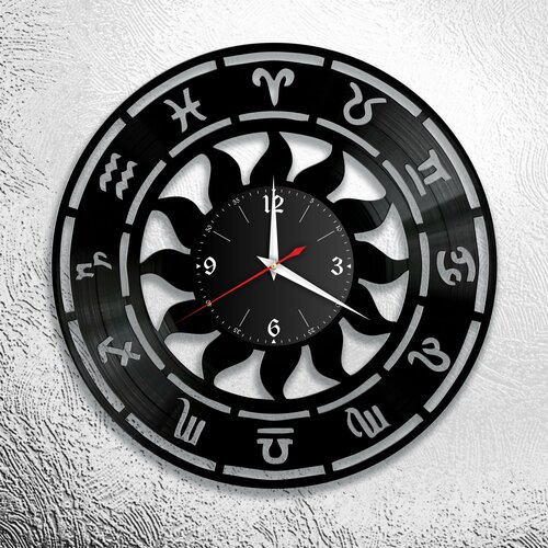 Настенные часы из виниловой пластинки с изображением знаков Зодиака