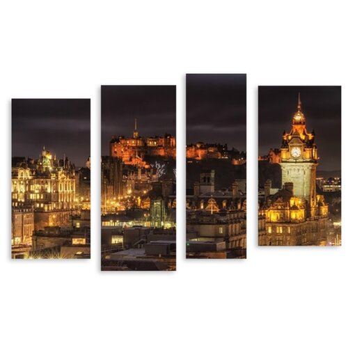 Модульная картина на холсте "Ночная Шотландия" 90x59 см