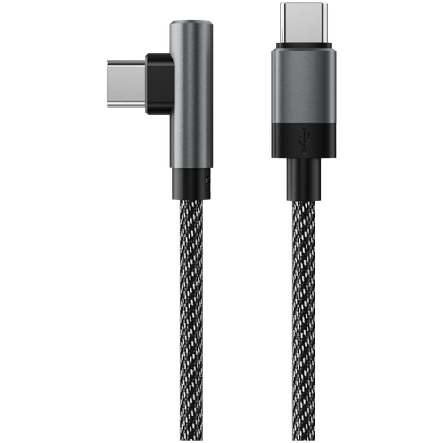 Кабель для быстрой зарядки угловой Accesstyle USB Type-C - USB Type-C 30-F100MA смартфонов, планшетов, ноутбуков, черно-серый