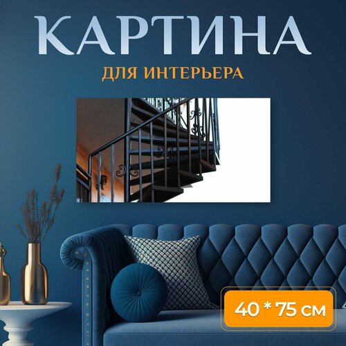 Картина на холсте "Лестница, архитектура, спираль" на подрамнике 75х40 см. для интерьера