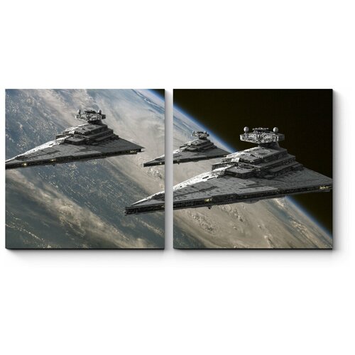 Модульная картина Межгалактические корабли 90x45