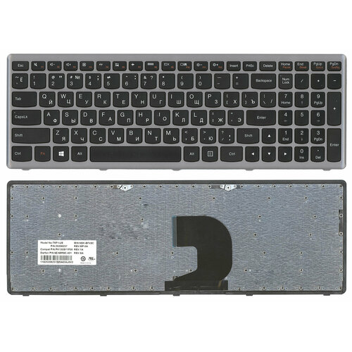 Клавиатура для Lenovo 25206237 черная с серой рамкой