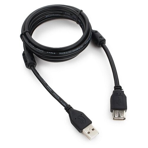 Кабель Cablexpert, удлинитель, USB2.0 Pro, AM/AF, 1.8м, экранированный, черный, CCF2-USB2-AMAF-6 16206371