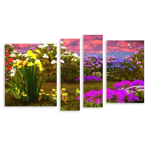 Модульная картина на холсте "Цветочная поляна" 120x71 см