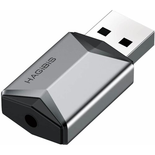 USB-адаптер для внешней звуковой карты 2 в 1 USB to 3.5mm AUX TRRS, серый (MA24)