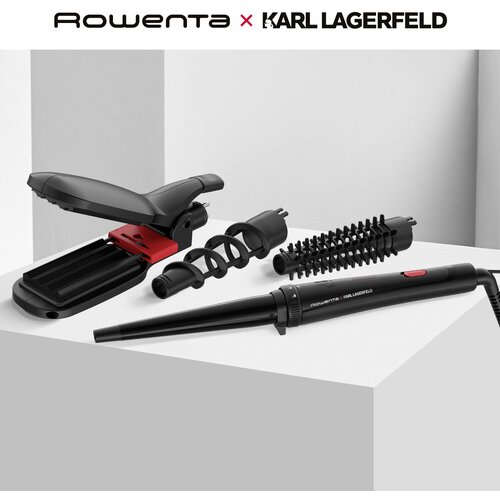 Мультистайлер 9 в 1 Rowenta Karl Lagerfeld CF422LF0, черный, керамическое покрытие, температура 190 градусов