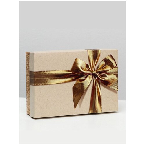 Коробка подарочная Riota Бант, золотой, 21х15х5 см, 1 шт