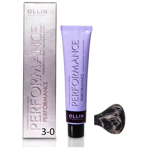 OLLIN Professional Performance перманентная крем-краска для волос, 3/0 темный шатен, 60 мл