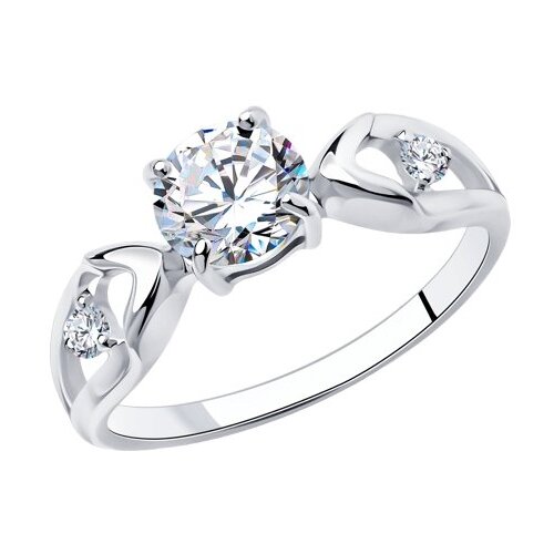 Кольцо помолвочное Diamant, серебро, 925 проба, фианит, размер 17, белый