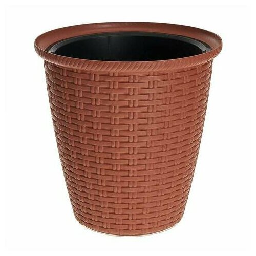 Кашпо Rattan D 210мм/4,5 л с внутренним горшком 2,25 л терракотовый