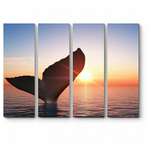 Модульная картина Силуэт кита на закате 200x150