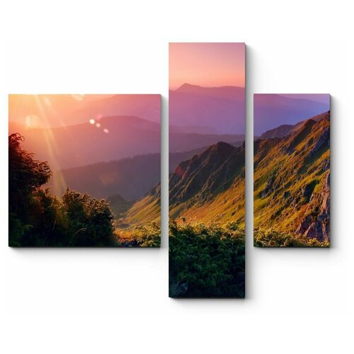 Модульная картина Летний пейзаж в горах на рассвете 80x66