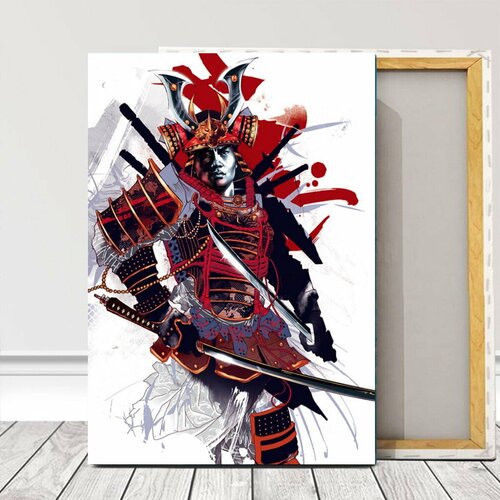 Постер самурай воин для интерьера картина на холсте 30*40