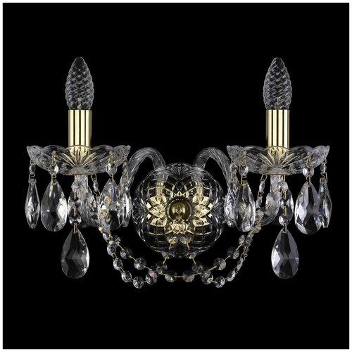 Настенный светильник Bohemia Ivele Crystal 1402B Gold 1402B/2/160/XL/G, E14, 80 Вт, кол-во ламп: 2 шт.