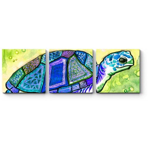 Модульная картина Голубая черепаха 130x43
