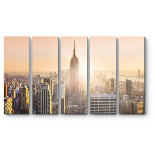 Модульная картина Небоскребы Манхэттена в последних лучах солнца, Нью-Йорк 110x66