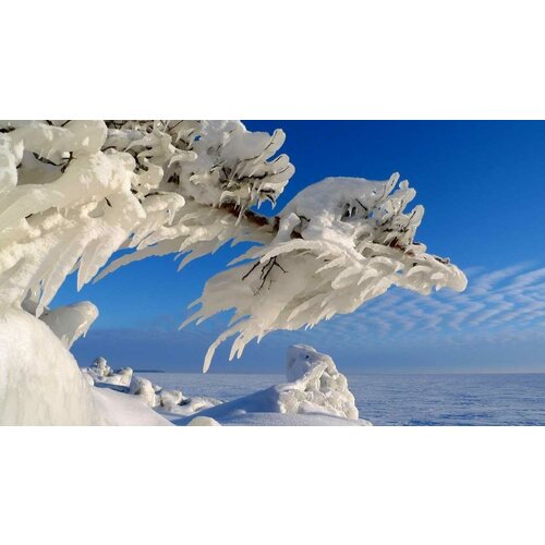 Картина на холсте 60x110 Альянс Лес "Озеро Байкал в России" на подрамнике / интерьер/ декор