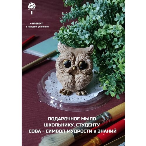 Подарочное мыло ручной работы Сова/ Подарок школьнику на 1 Сентября/ Последний звонок/Выпускной