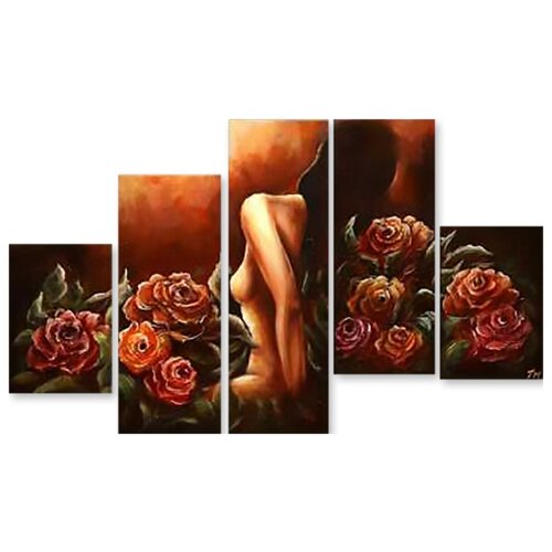 Модульная картина на холсте "Дева в розах" 90x55 см