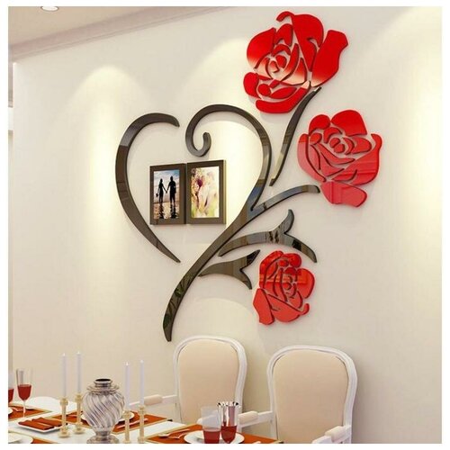 Наклейки интерьерные с фоторамками "Розы", декор на стену, панно 100 х 100 см