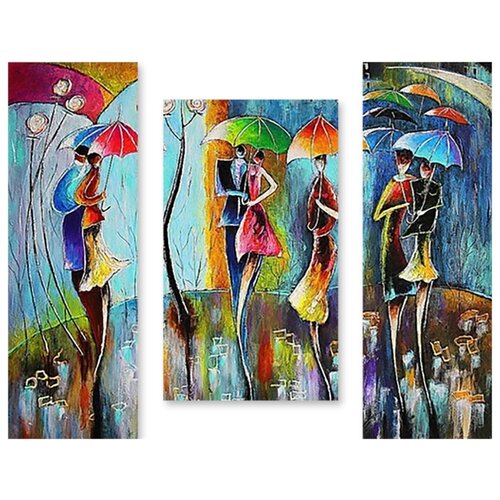 Модульная картина на холсте "Танцы под дождем" 90x78 см