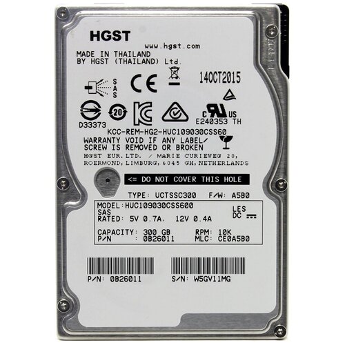 Жесткий диск HUC109030CSS600, HGST 300 GB, SAS, 2.5
