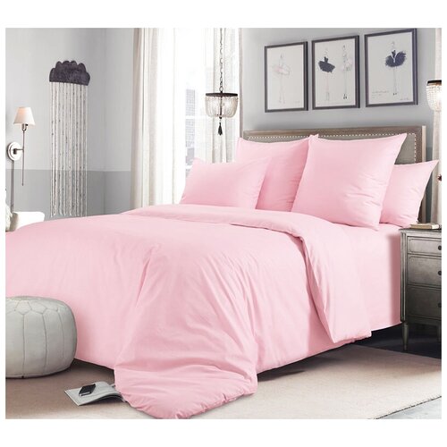 Постельное бельё Maktex тенсель 2 спальное с Евро простыней 60S 18 Насыщенный розовый
