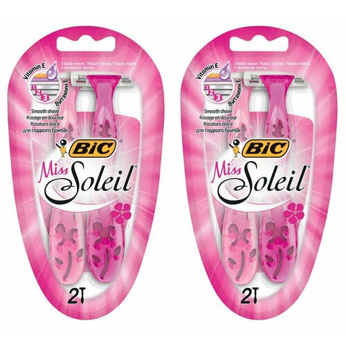 Bic Станок для бритья женский Miss Soleil, одноразовый, 2 шт, 2 упаковки