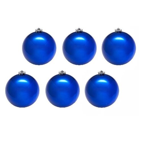 Набор елочных шаров Гратвест пластик, блестящий, d 7 см, 6 шт, в пакете, синий (ЕК0038)